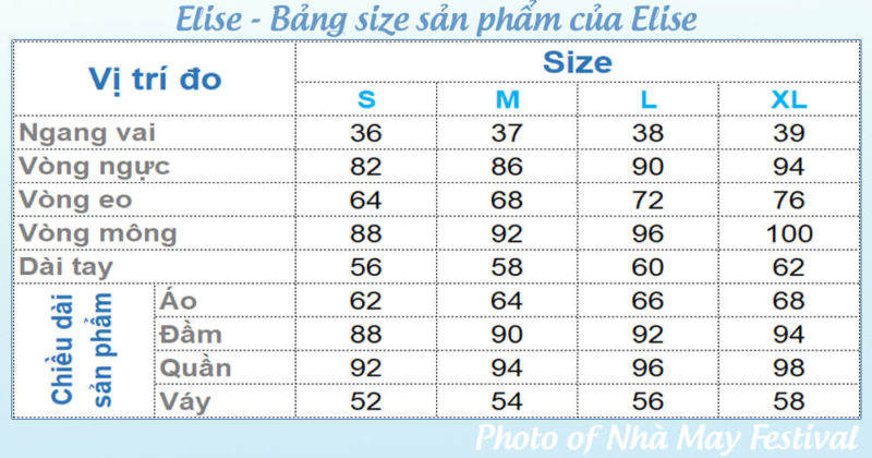 [Tham khảo] Bảng size áo, quần, đầm, váy, áo khoác của Elise » Vera ...